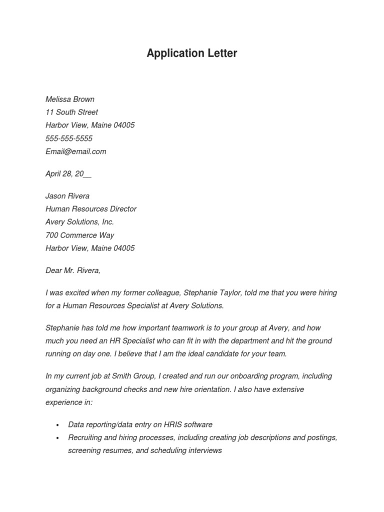 Contoh Application Letter | PDF | Career & Growth | Self-Improvement