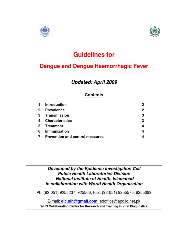 Guidelines For: Dengue and Dengue Haemorrhagic Fever | PDF | Mosquito ...