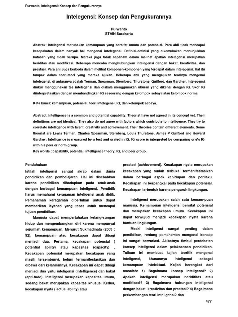 Intelegensi - Konsep Dan Pengukurannya | PDF