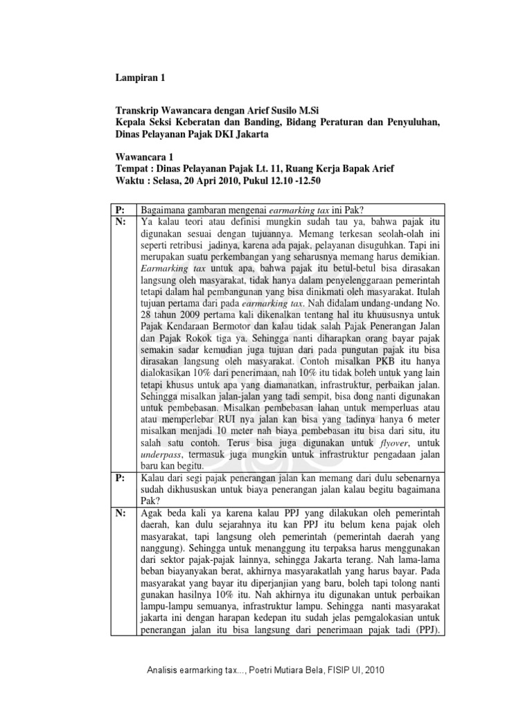 Contoh Transkrip Wawancara Mendalam | PDF