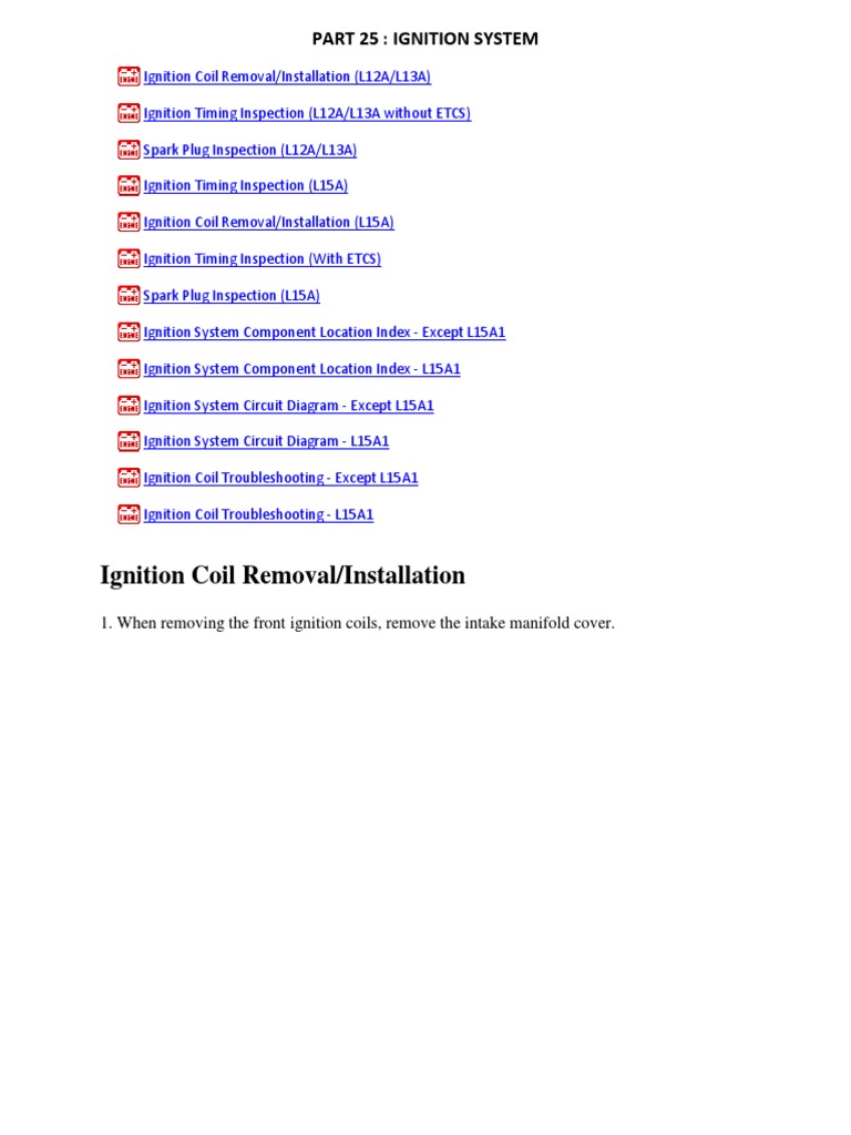 Honda City Ignition System Guide | PDF | Ignition System | Electrical ...
