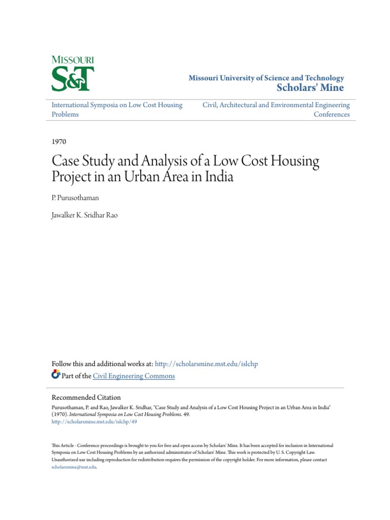 Case Study and Analysis of A Low Cost Housing Project in An Urban | PDF ...