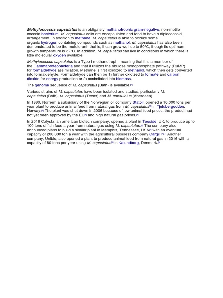 Methylococcus Capsulatus Is An Obligately: Methanotrophic Gram-Negative ...