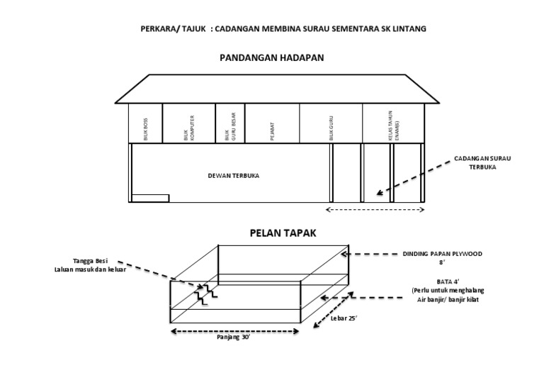 Pelan Surau Sementara SK Lintang | PDF