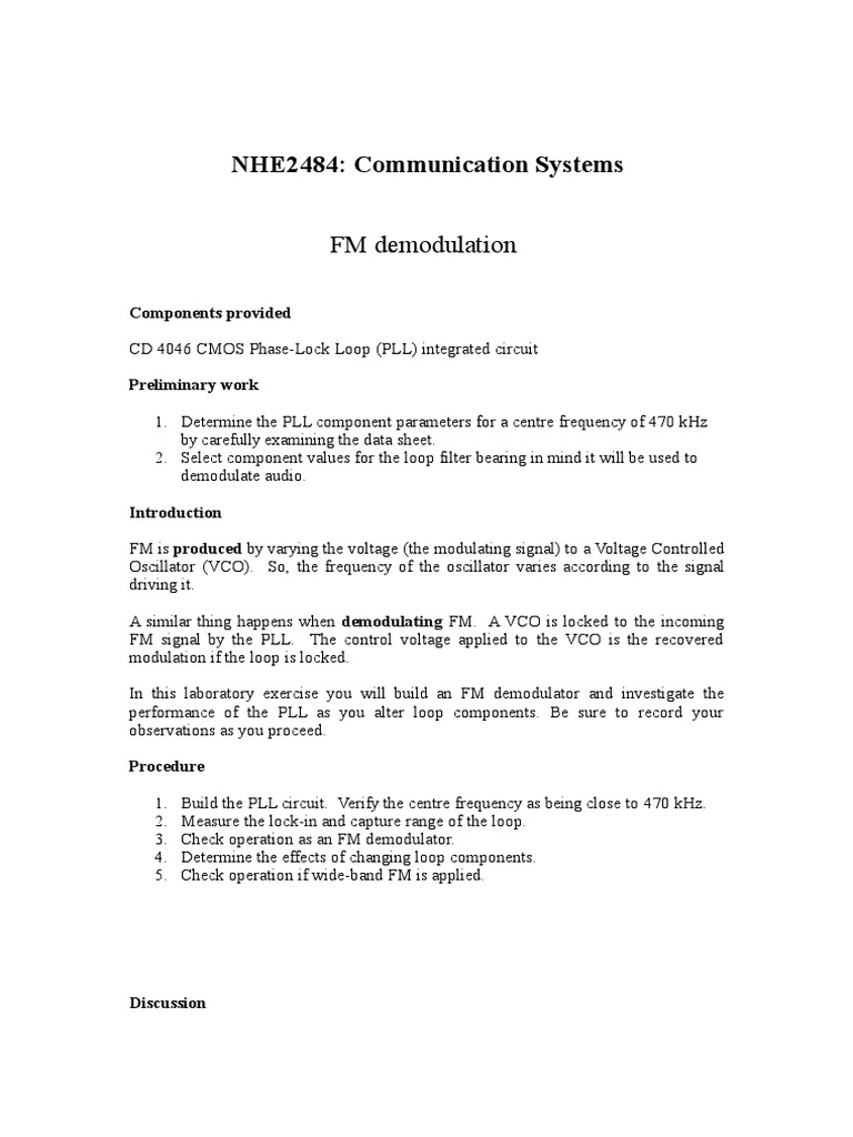 PLL FM Demodulation | PDF
