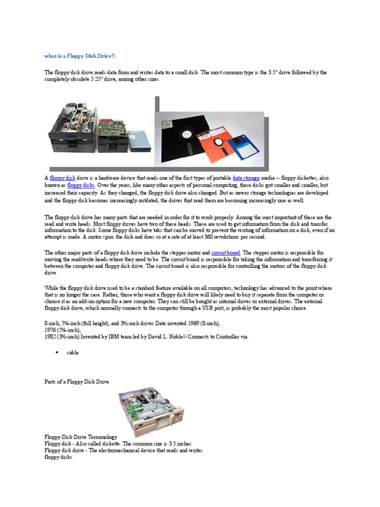 Floppy Disk Drive Overview and Facts | PDF | Floppy Disk | Classes Of ...
