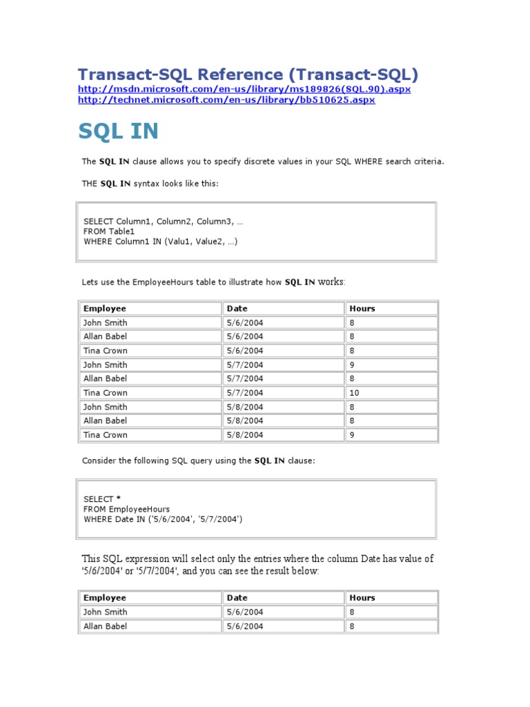 Transact SQL Reference | PDF | Database Transaction | Databases Transact SQL Reference | PDF | Database Transaction | Databases