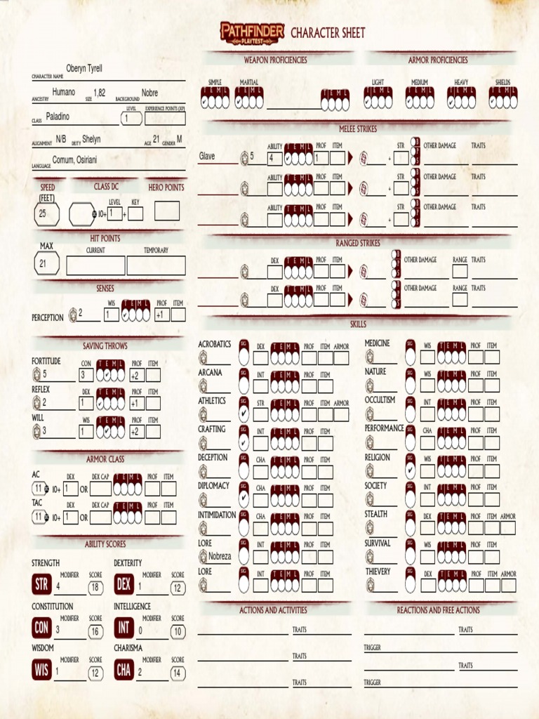 Pathfinder 2nd Fillable Character Sheet WExtras | PDF | Video Games ...
