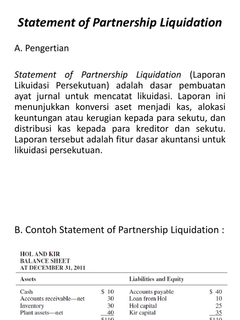 Statement of Partnership Liquidation | PDF