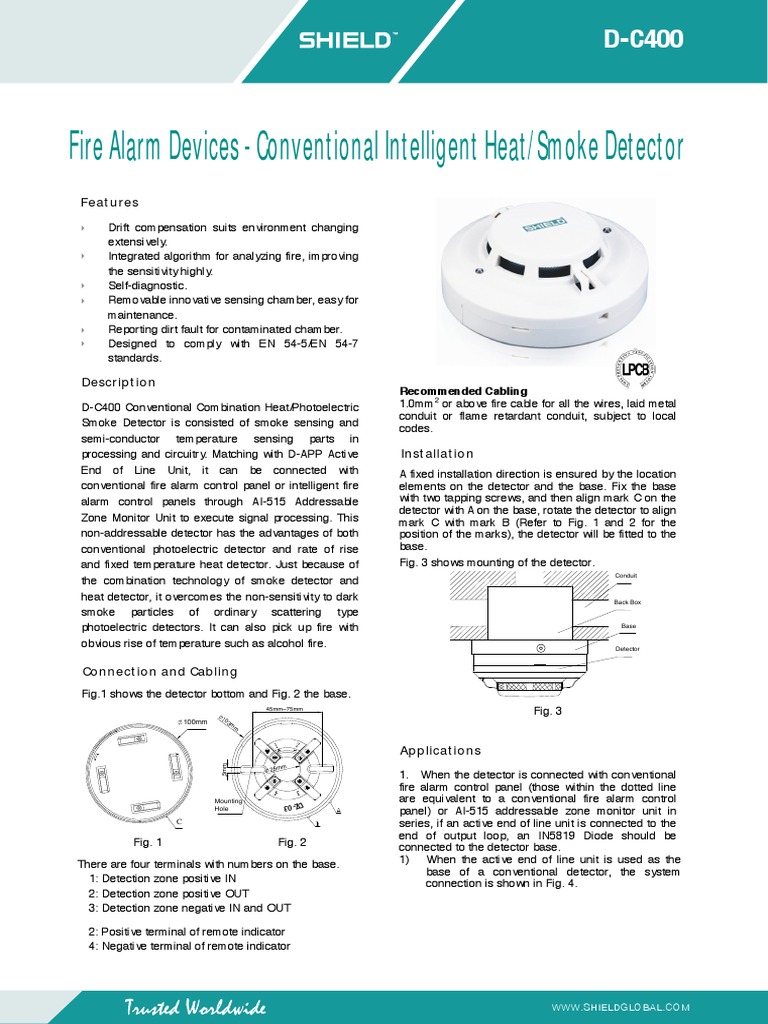 Conventional Intelligent HeatSmoke Detector D C400 PDF | PDF | Detector ...