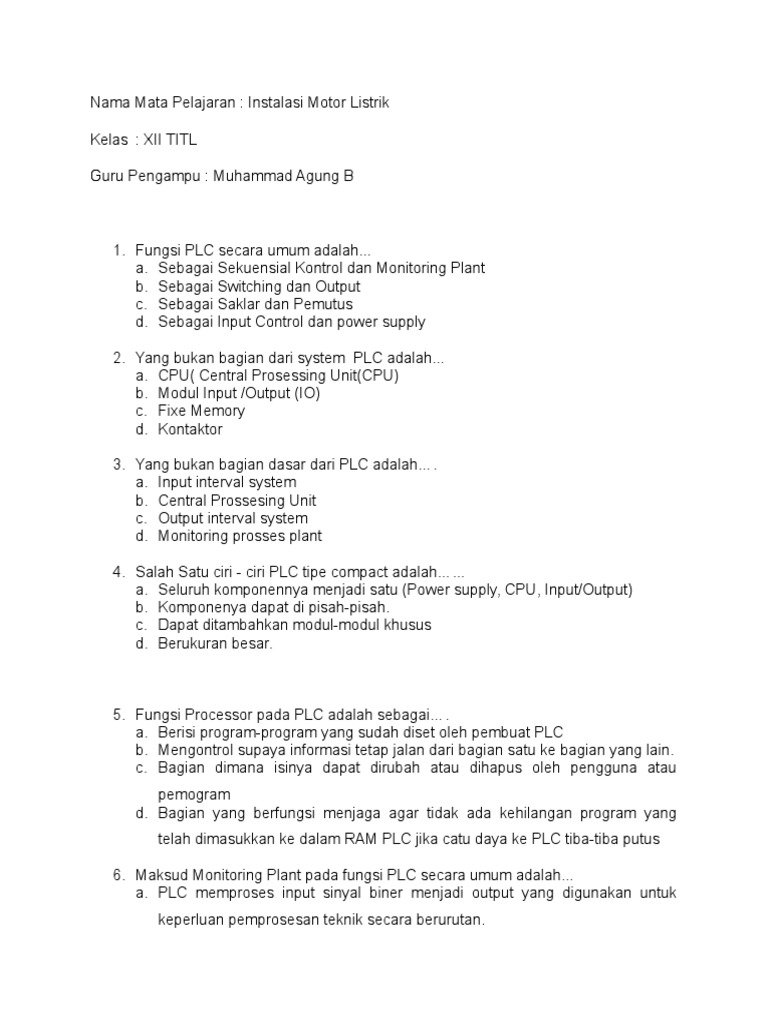 Soal Uas Kelas Xii Titl Sem I Mapel Iml 2018 | PDF | Komputer