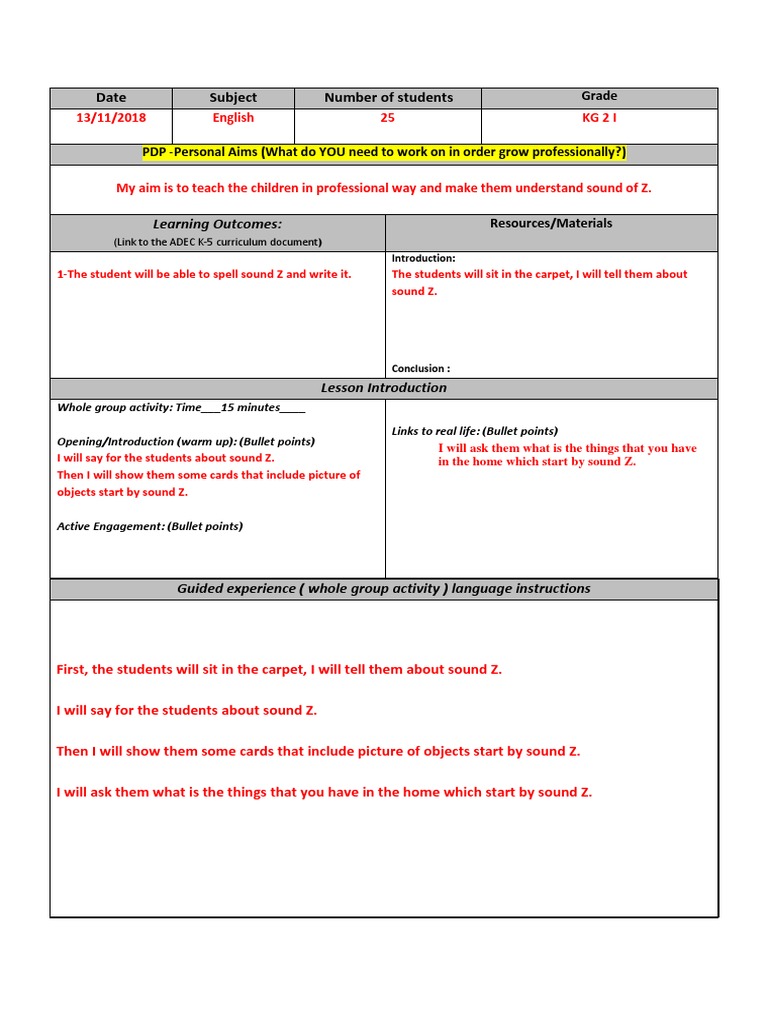 Lesson Plan 1 | PDF | Behaviorism | Lesson Plan