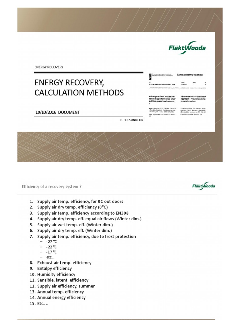 Energy Recovery, Calculation Methods | PDF | Frost | Hvac