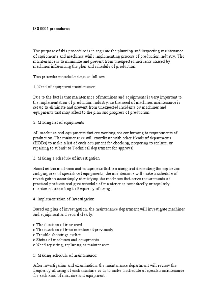 ISO 9001 Procedures | Iso 9000 | International Organization For ...