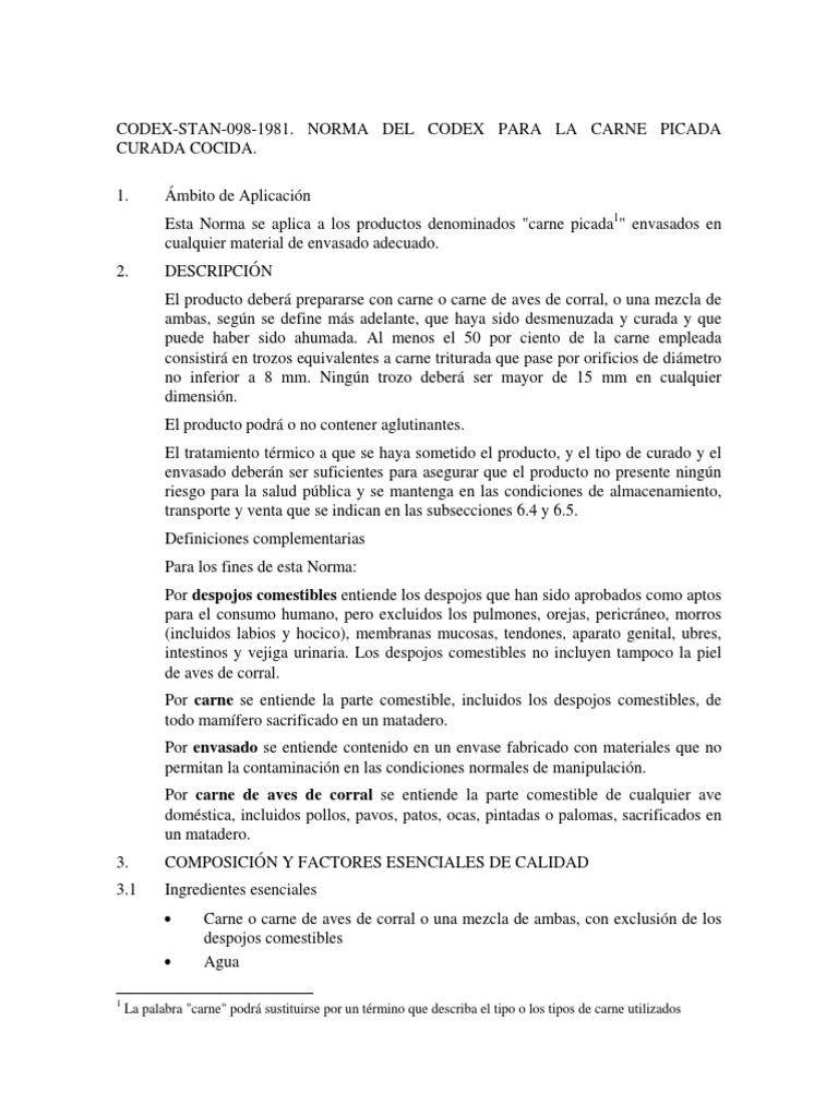 Codex Stan 098 1981 | PDF | Carne | Carne molida