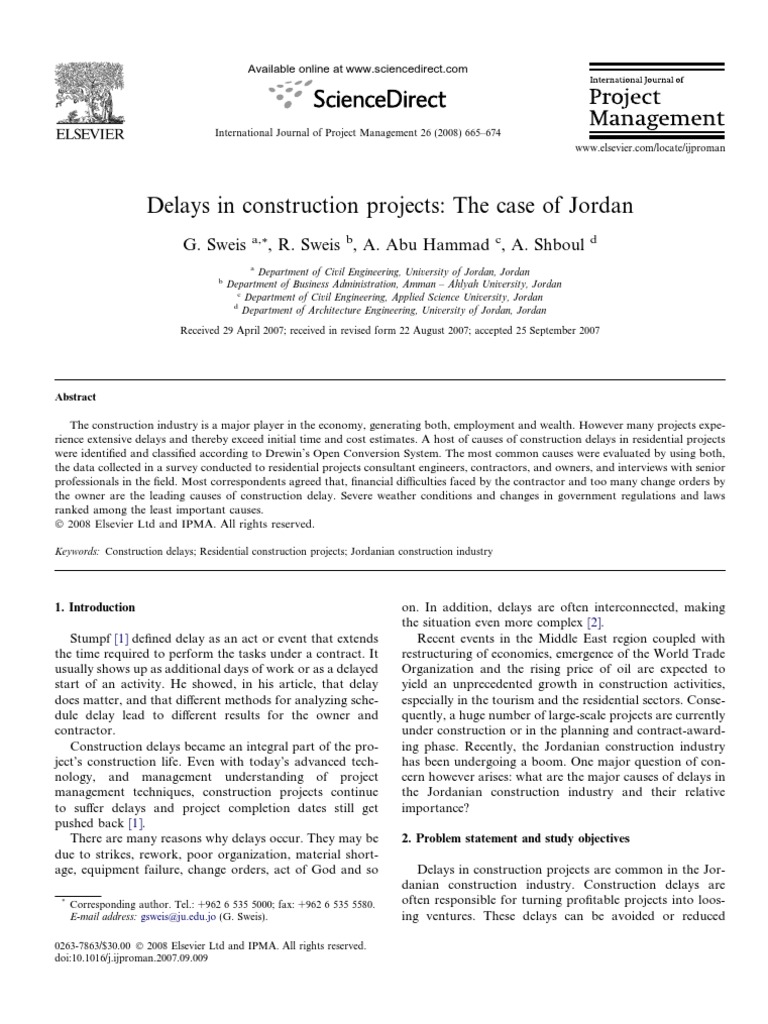 Jordan Construction Delay Analysis | PDF | Jordan | Construction Bidding