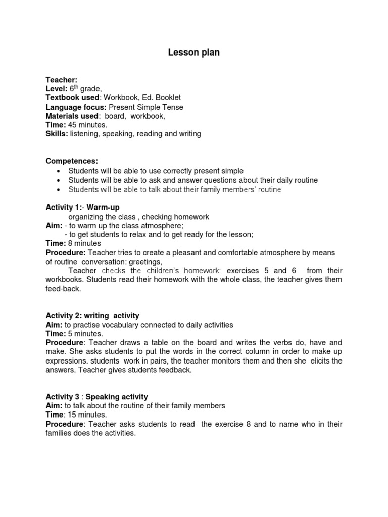 Lesson Plan-6th Grade | PDF
