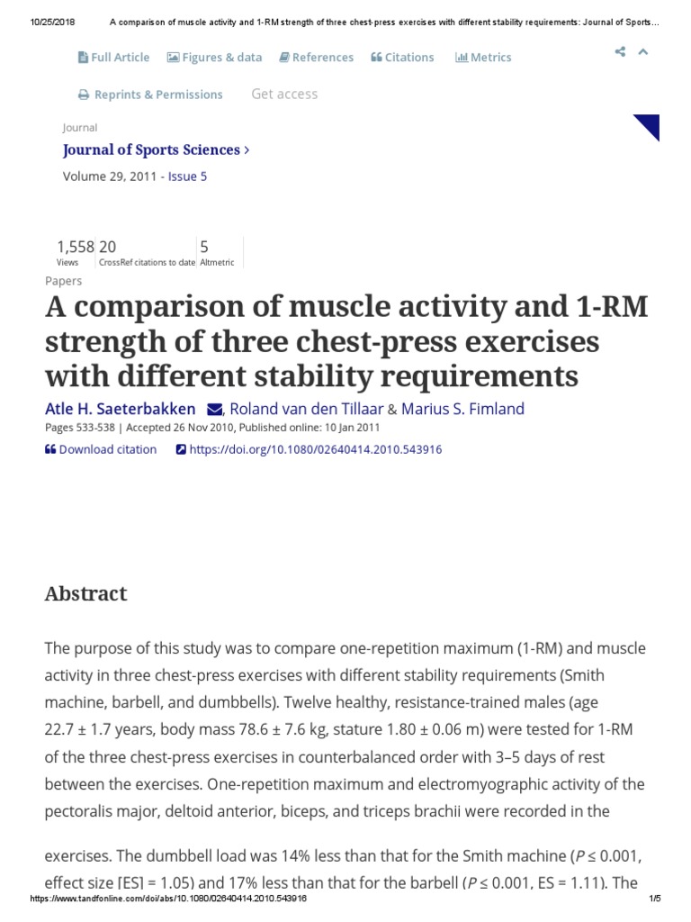 A Comparison of Muscle Activity and 1-RM Strength of Three Chest-Press ...