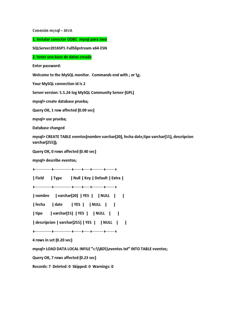 Conexion de Una Bases de Mysql A Java | PDF | Mi sql | Comillas