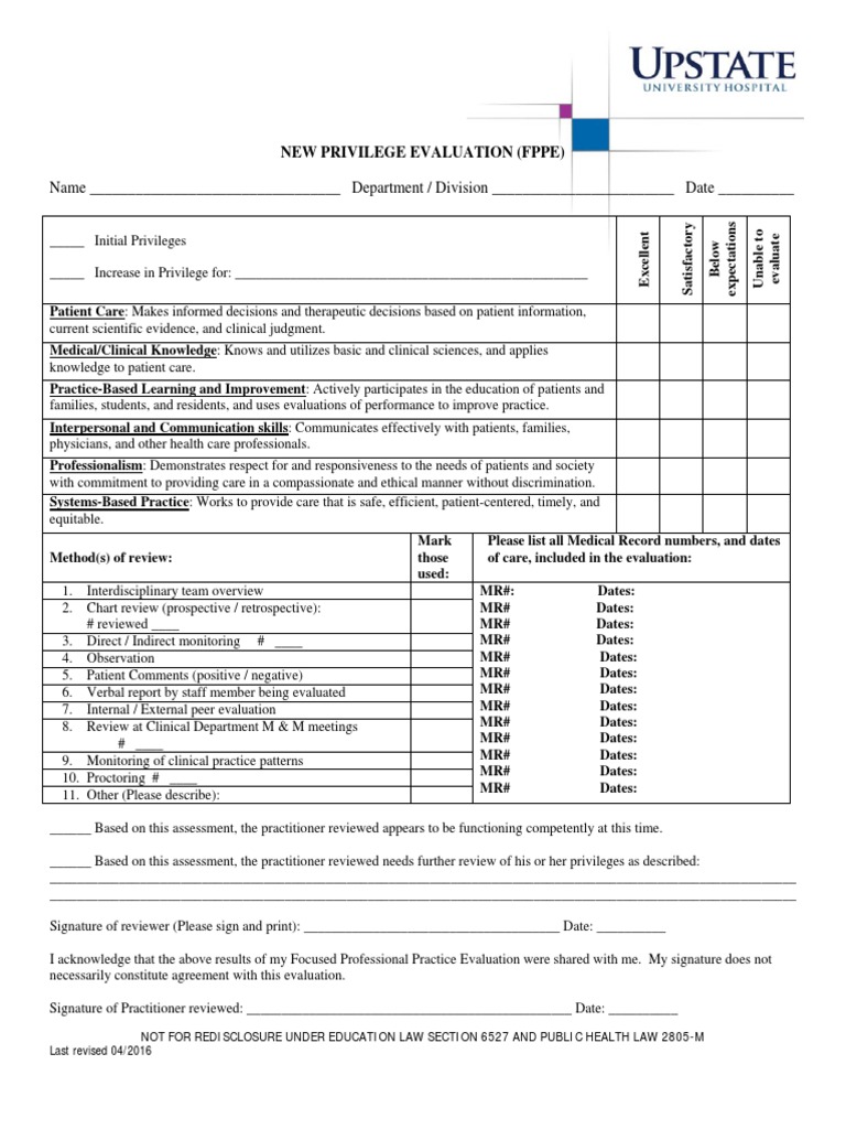 Fppe Focused Evaluation | PDF | Physician | Evaluation