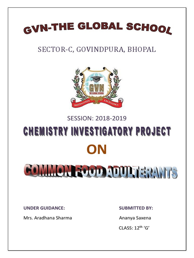 Food Adulterants Study Project Class 12 | PDF | Chili Pepper | Sodium ...