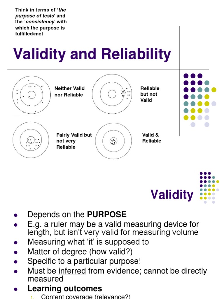 Validity and Reliability | PDF | Validity (Statistics) | Educational Assessment