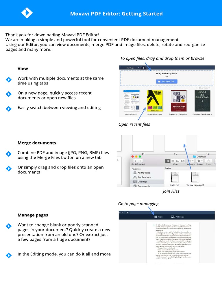 Movavi PDF Edi Tor: Getti NG Started: Vi Ew | PDF