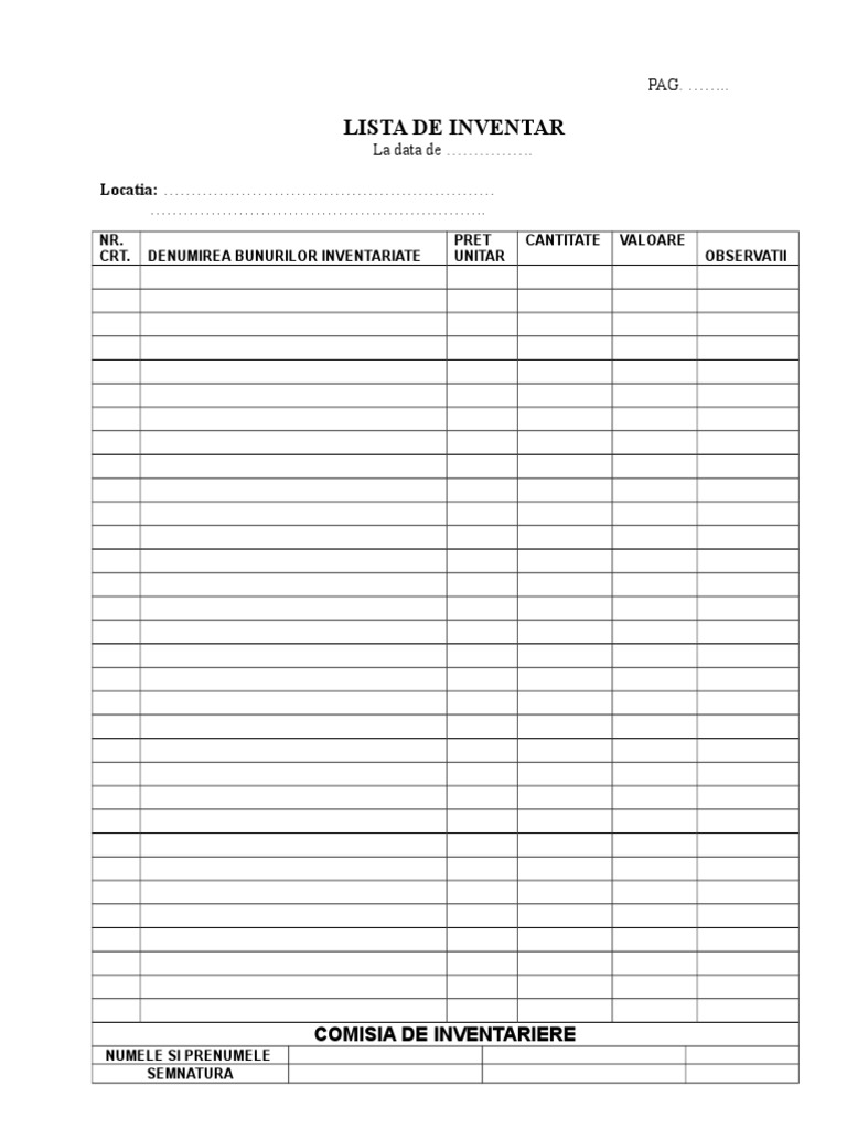 Lista de Inventariere | PDF