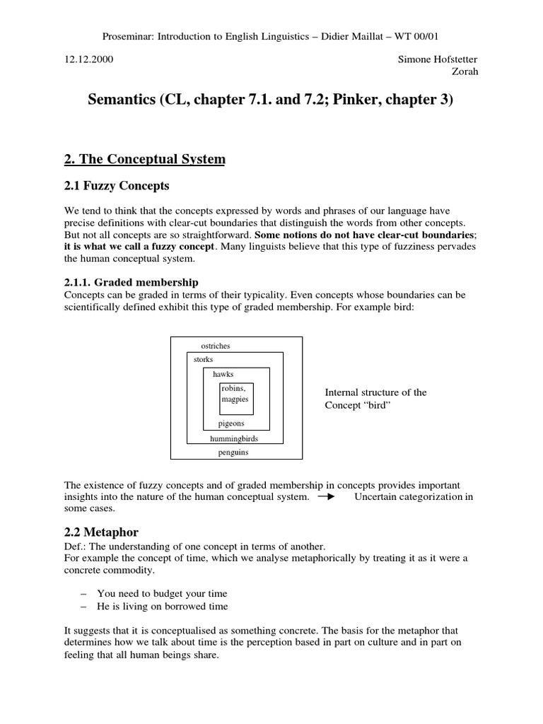 Semantics (CL, Chapter 7.1. and 7.2 Pinker, Chapter 3) : 2. The ...