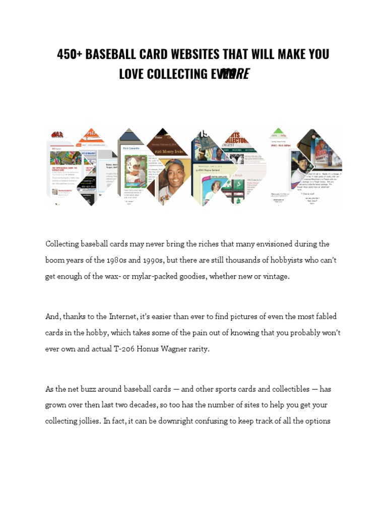 450+ Baseball Card Websites That Will Make You Love Collecting Even 