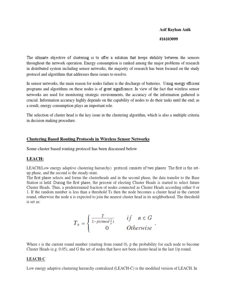 Clustering Based Routing Protocols In Wireless Sensor Networks Pdf Routing Cluster Analysis