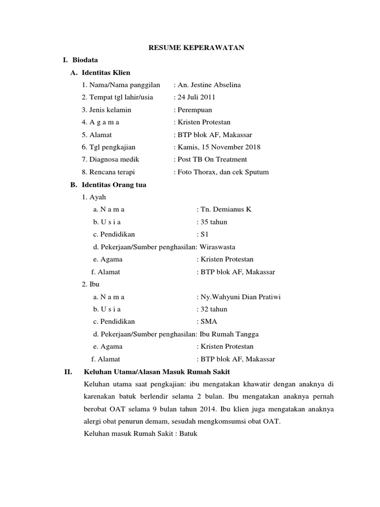 Resume Keperawatan Pasien TB Paru | PDF