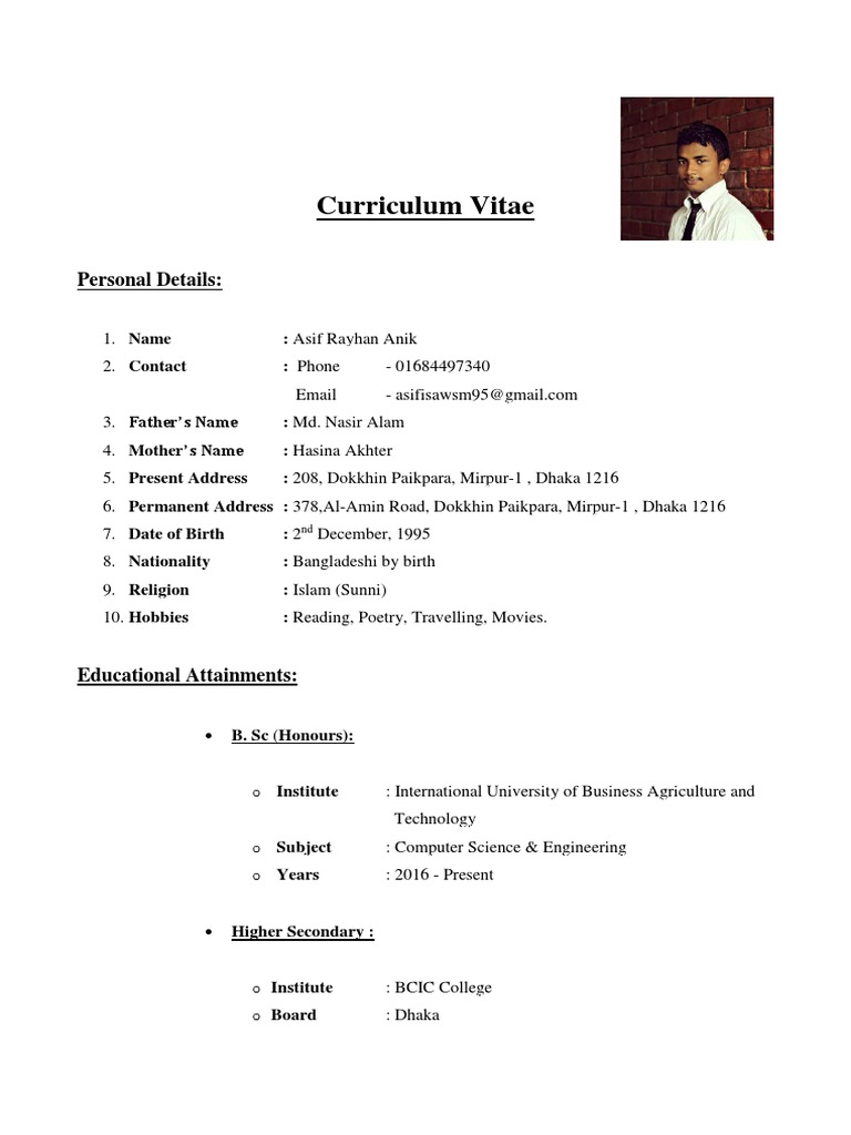 CV Asif Rayhan Anik Computer Science Engineer | PDF