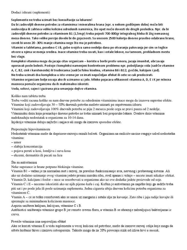 Dodaci Ishrani | PDF