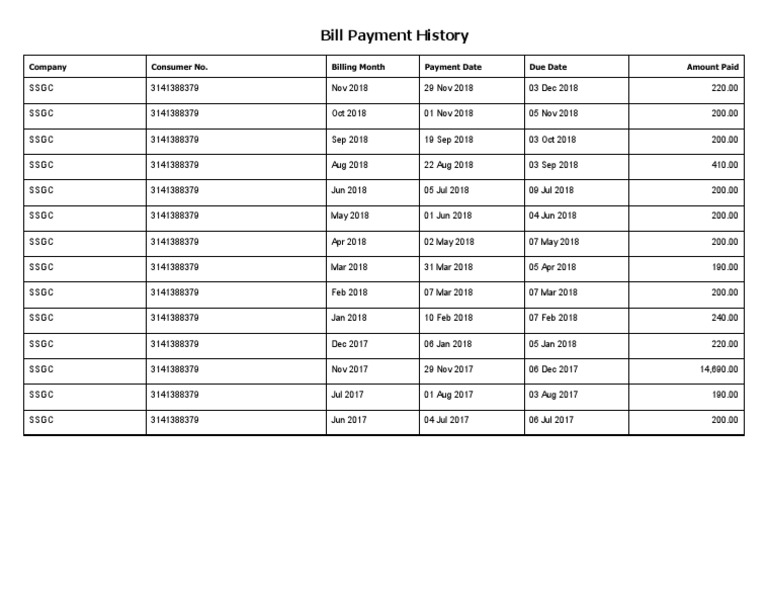 Bill Payment History | PDF