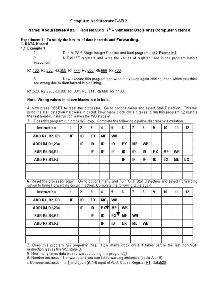 Computer Architecture Lab 2 Pdf Digital Electronics Electronics