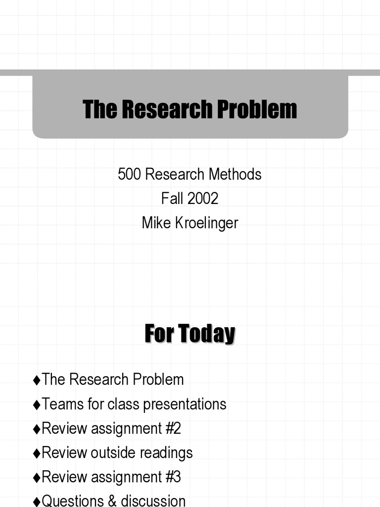 Defining Research Problems in Methods | PDF | Qualitative Research ...