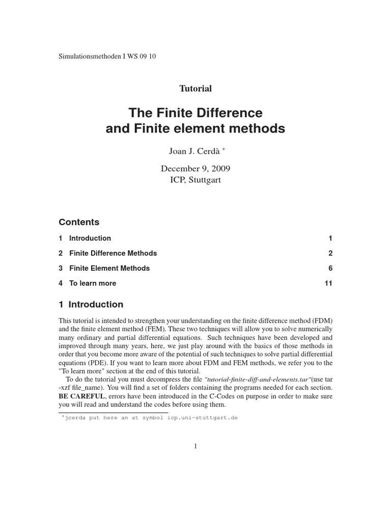 The Finite Difference Methods Pdf Finite Element Method Partial Differential Equation