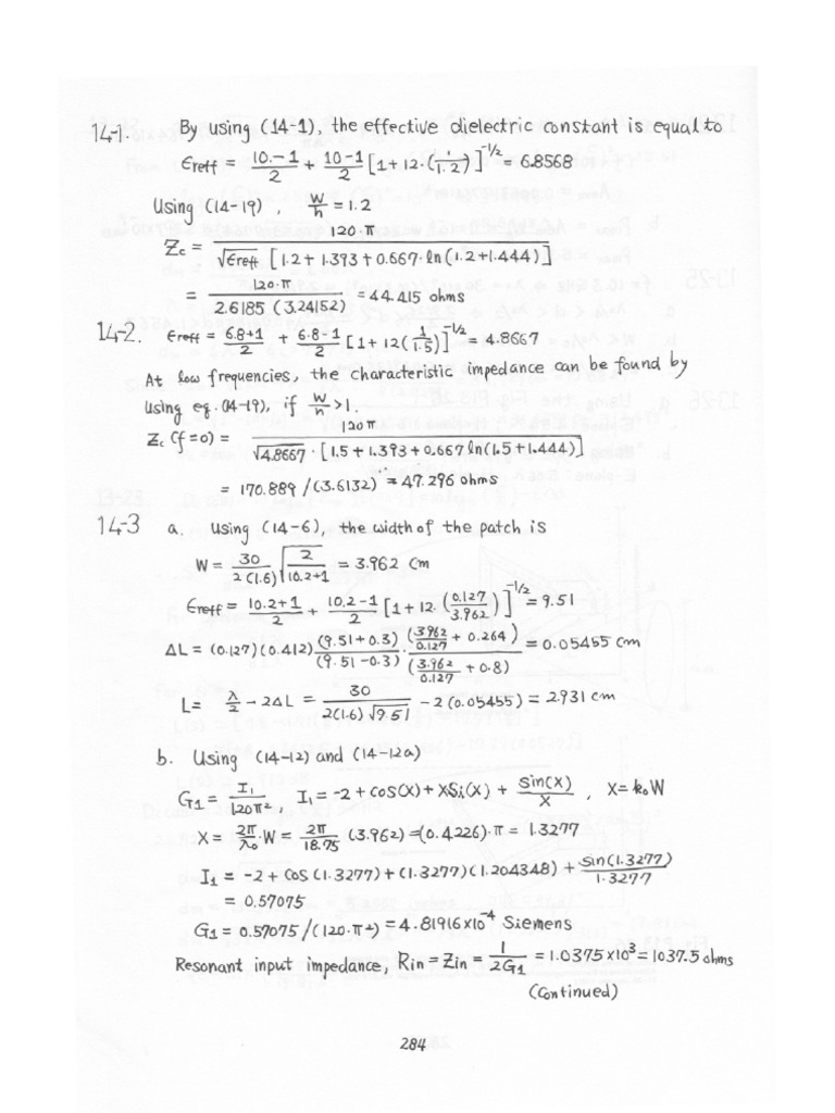 Solution Manual Antenna Theory by Balanis Edition2 Chapter14b | PDF