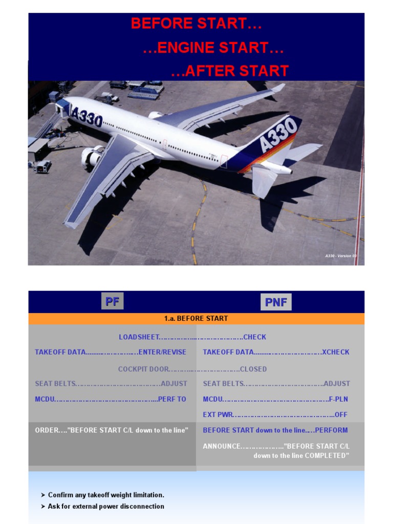 A330-Before and After Engine Start PDF | PDF | Brake | Aerospace ...