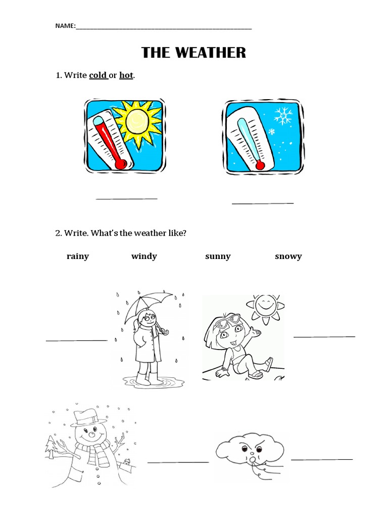 The Weather: 1. Write Cold or Hot | PDF