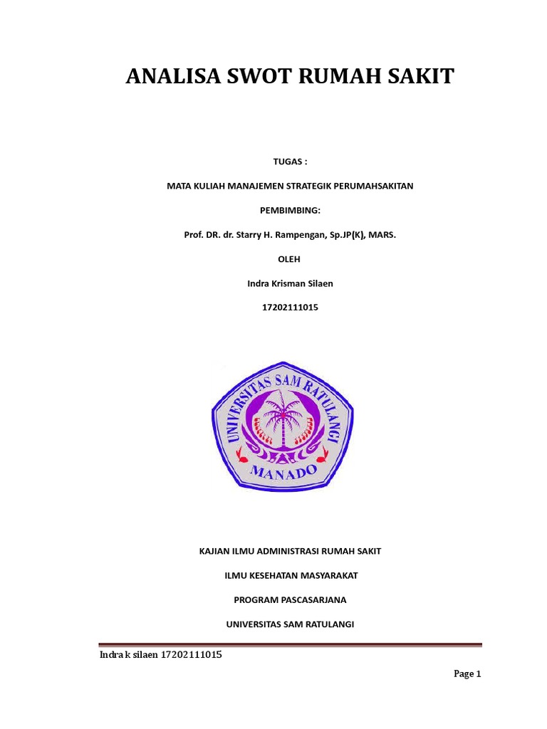 Analisis Swot Pada Rumah Sakit 1 | PDF | Bisnis