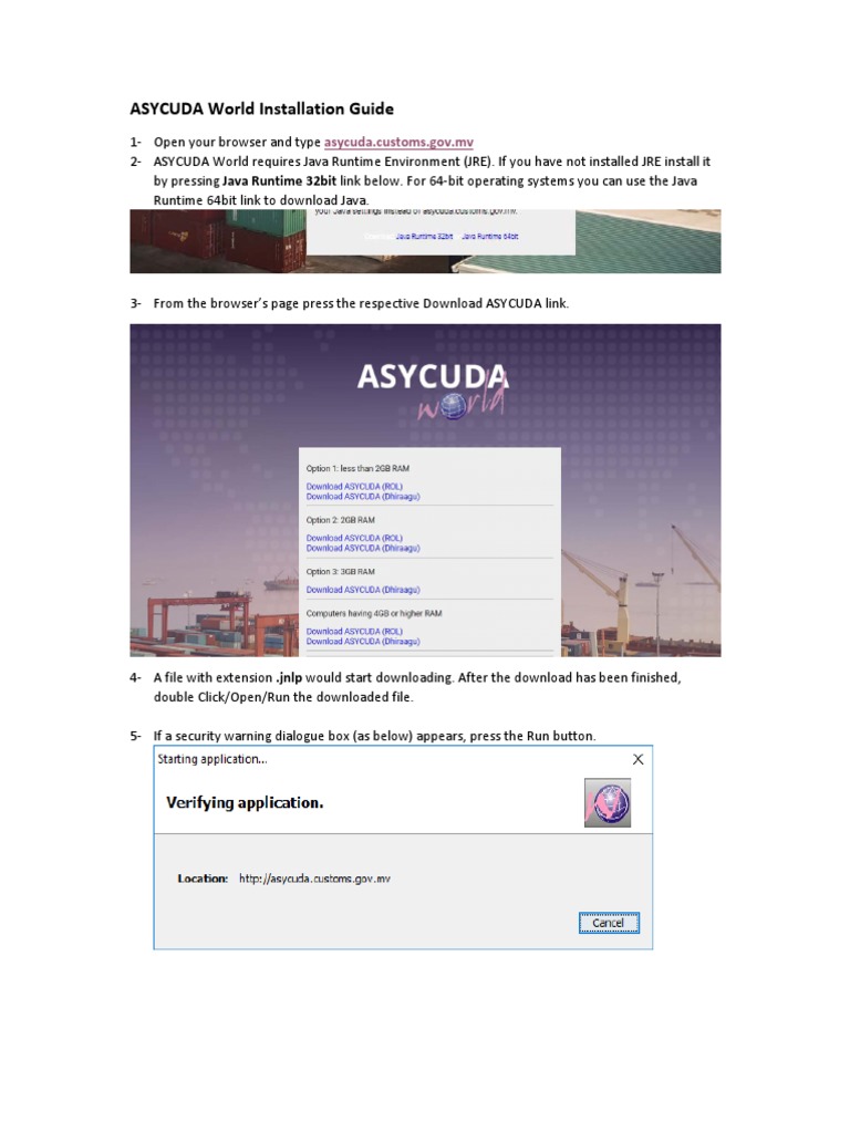 ASYCUDA World Installation Guide: Asycuda - Customs.gov - MV | PDF | Computers