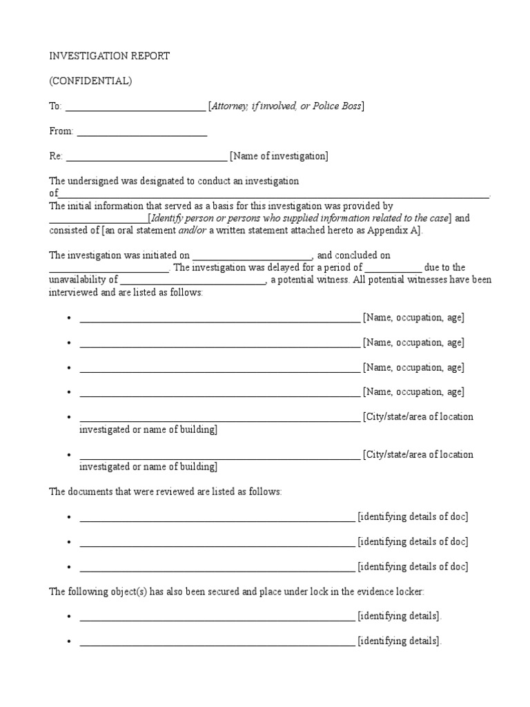 Investigative Report Example | Download Free PDF | Witness | Crime ...