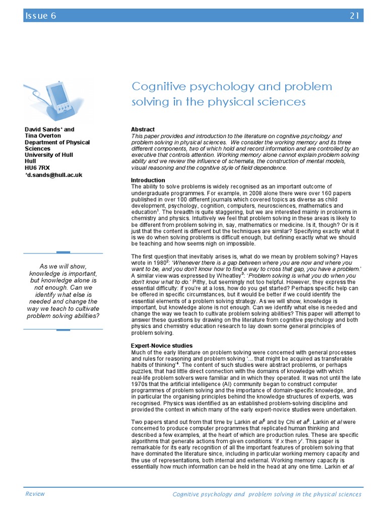 Cognitive Psychology and Problem Solving | PDF | Expert | Working Memory