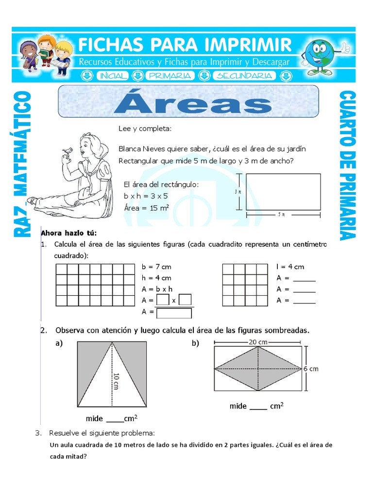 Ejercicios Con Áreas Para Cuarto de Primaria | Enseñanza de matemática