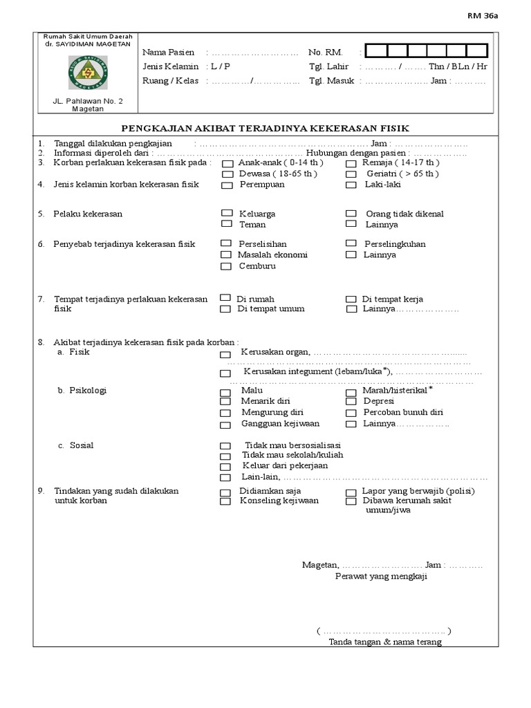 36a. Form Kekerasan Fisik | PDF
