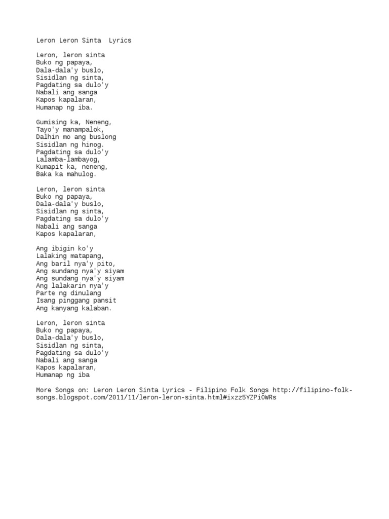 Leron Leron Sinta | PDF