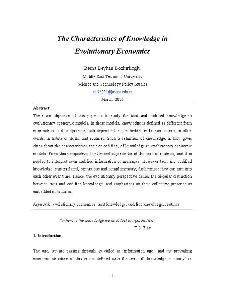 Characteristics of Knowledge | PDF | Tacit Knowledge | Rationality