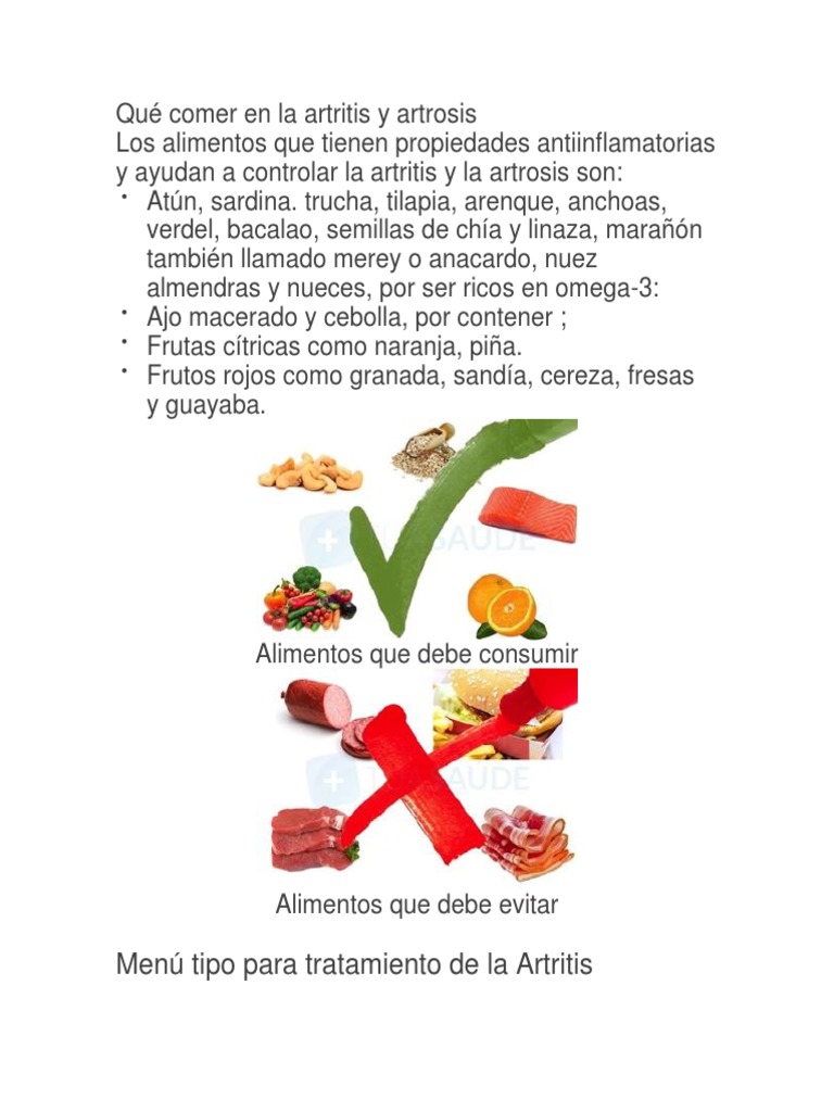 Qué Comer En La Artritis Y Artrosis Pdf Cocinando Comida Y Bebida